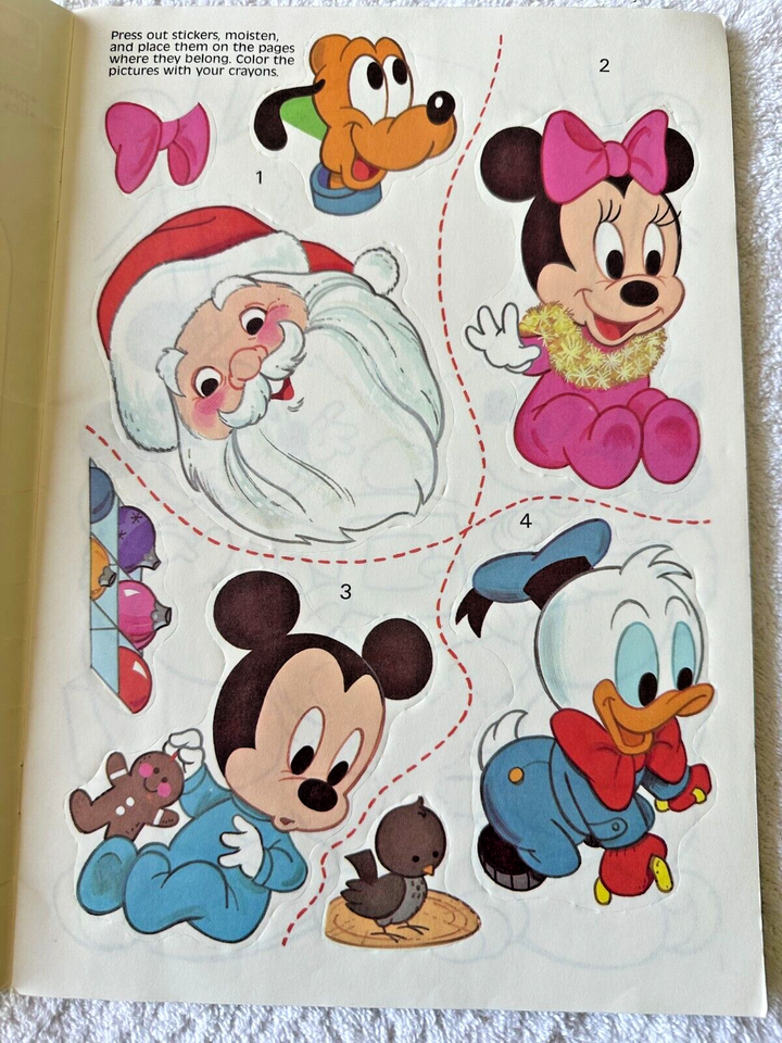 Vintage Disney Babies Christmas Sticker Fun Coloring Book 1985 New | eBay