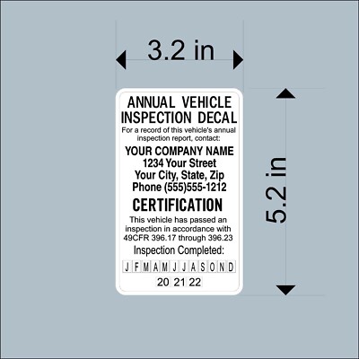 Annual Vehicle Inspection Decal Sticker Trucks, Trailers 2024 ...