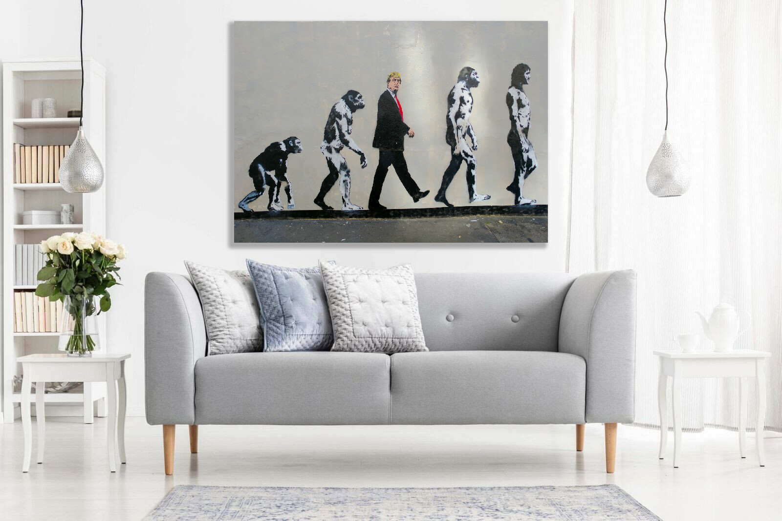 BANKSY DONALD TRUMP EVOLUTION CANVAS WALL ART PICTURE PRINT GRAFFITI ...