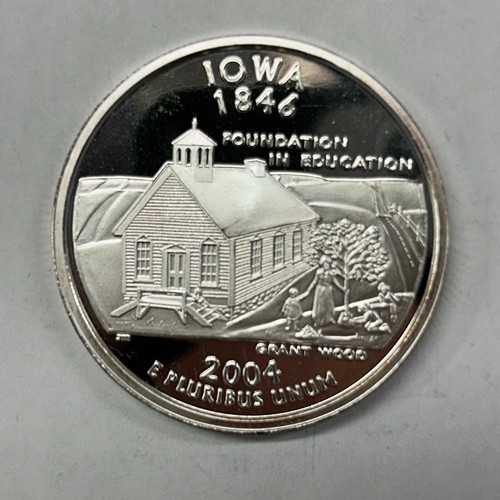 2004 Iowa Statehood Large Quarter .999 Fine Silver Coin Round 1 Troy Oz ...