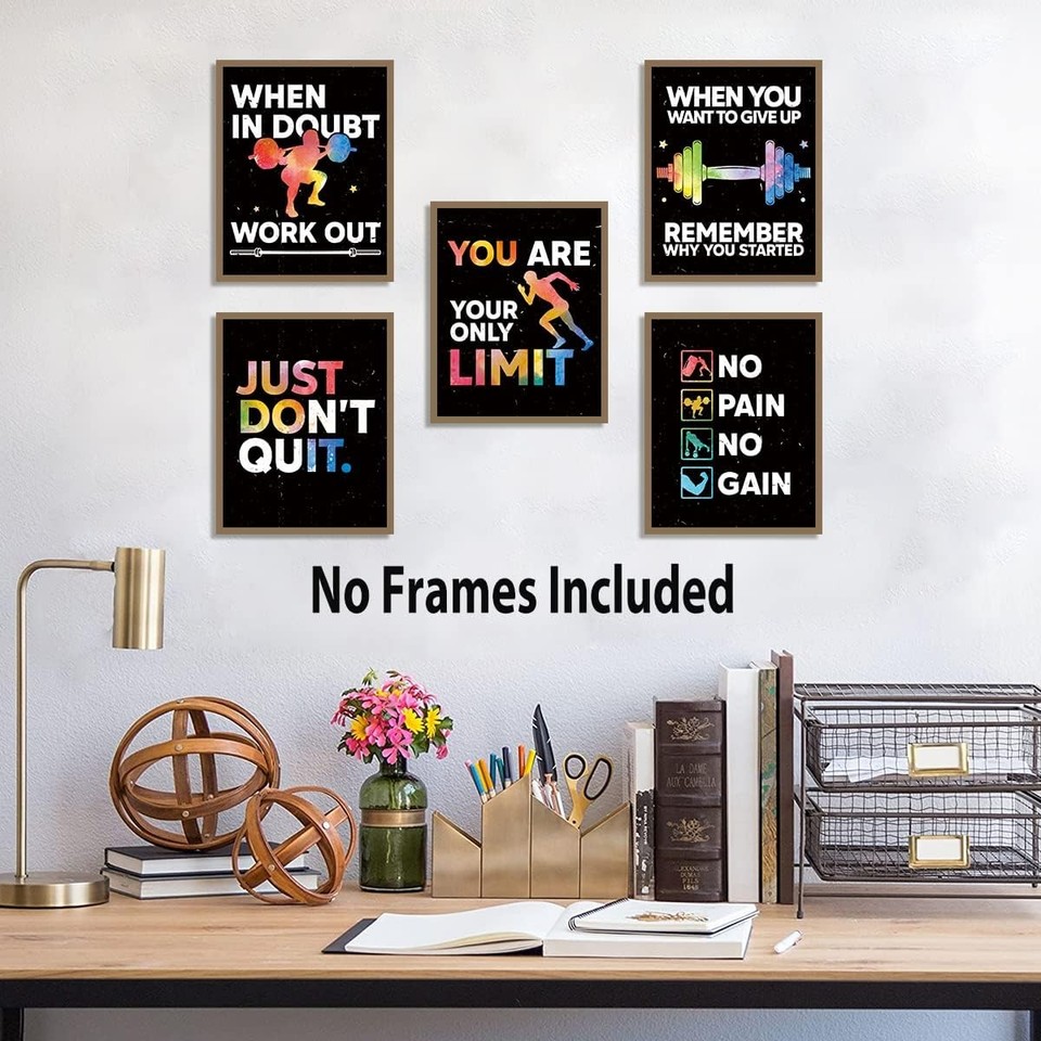 HLNIUC Motivational Gym Wall Art,Inspirational Unframed:8x10inch*6 ...