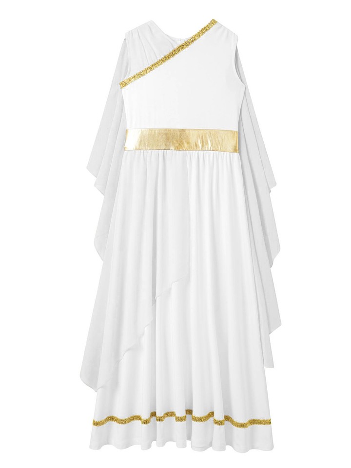 Kids Girls Ancient Greek Costume Roman Dress Grecian Greece Toga God ...