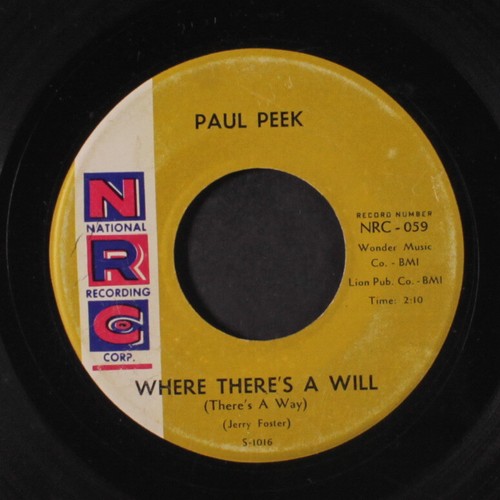 PAUL PEEK: i'm a happy man / where there's a will NRC 7" Single 45 RPM ...