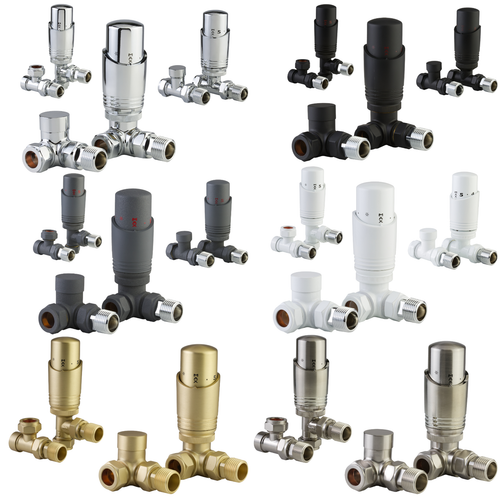 Designer Thermostatic Radiator Valves Angled Corner Straight TRV ...
