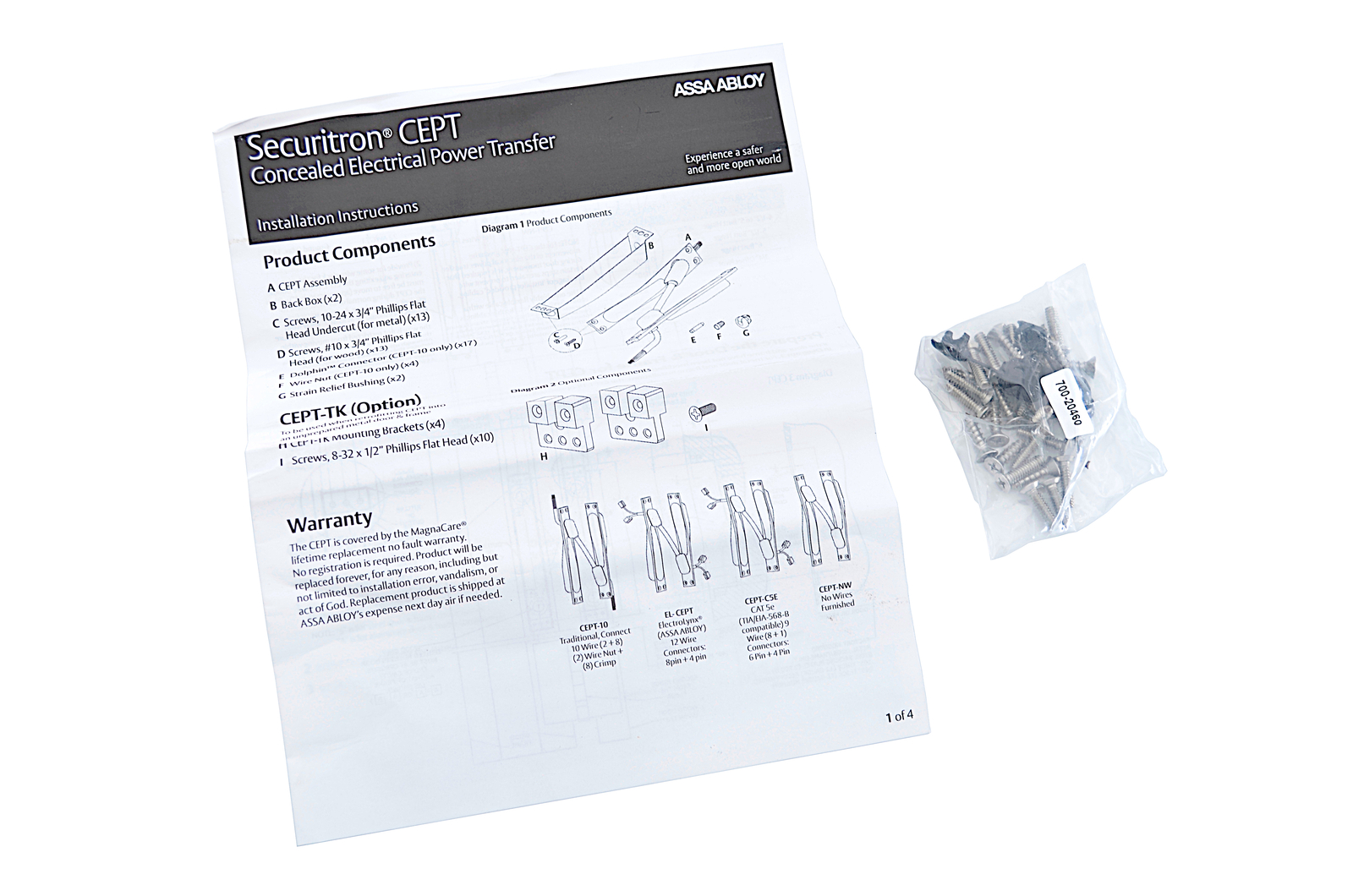 Securitron CEPT-C5E Electrical Power TransferConcealed - CAT-5E for ...