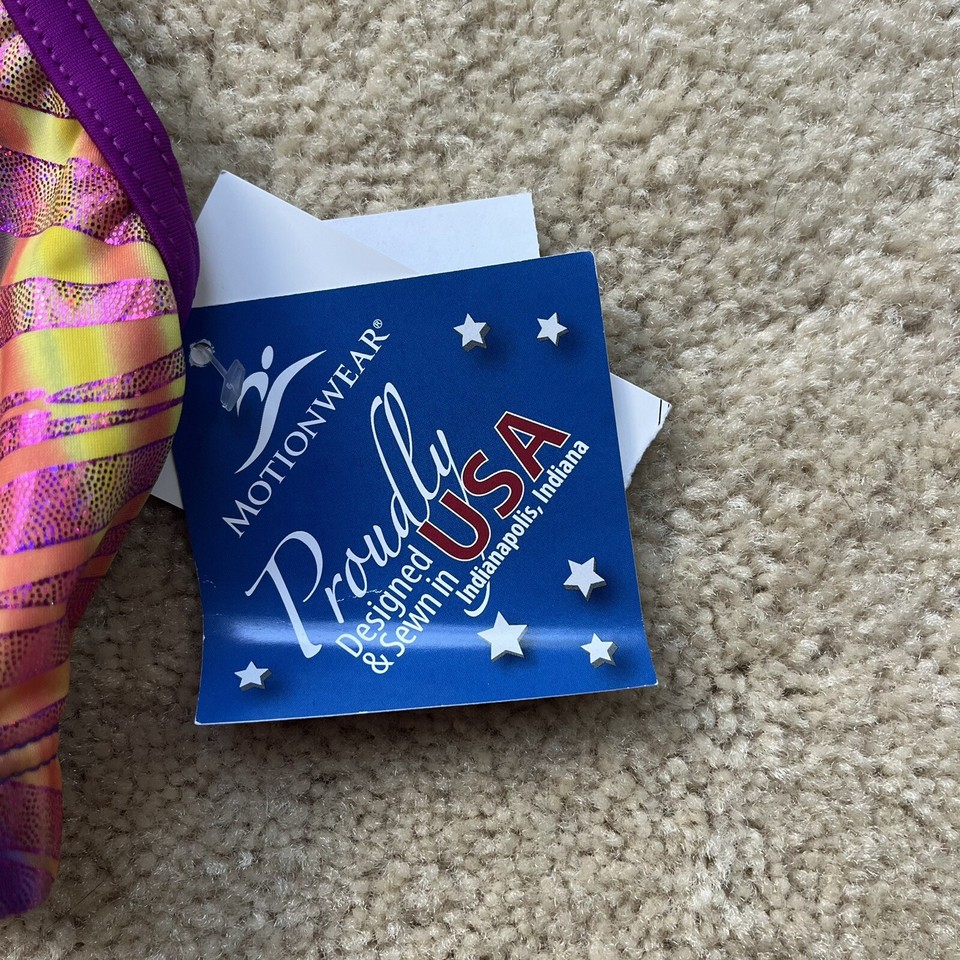 NWT Motionwear Dance Gymnastics Sports Bra - Adult Small - Purple Gold ...