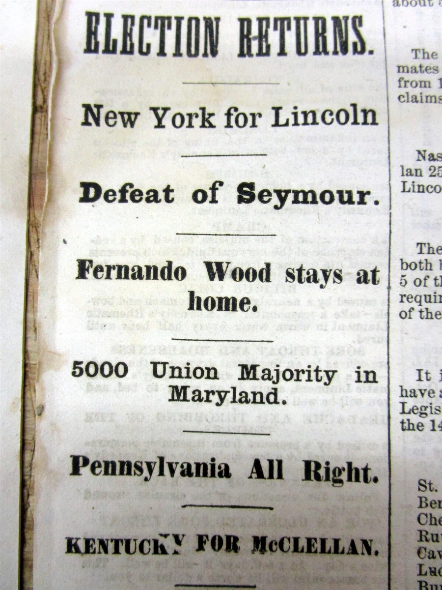 Lincoln Elected President Newspaper