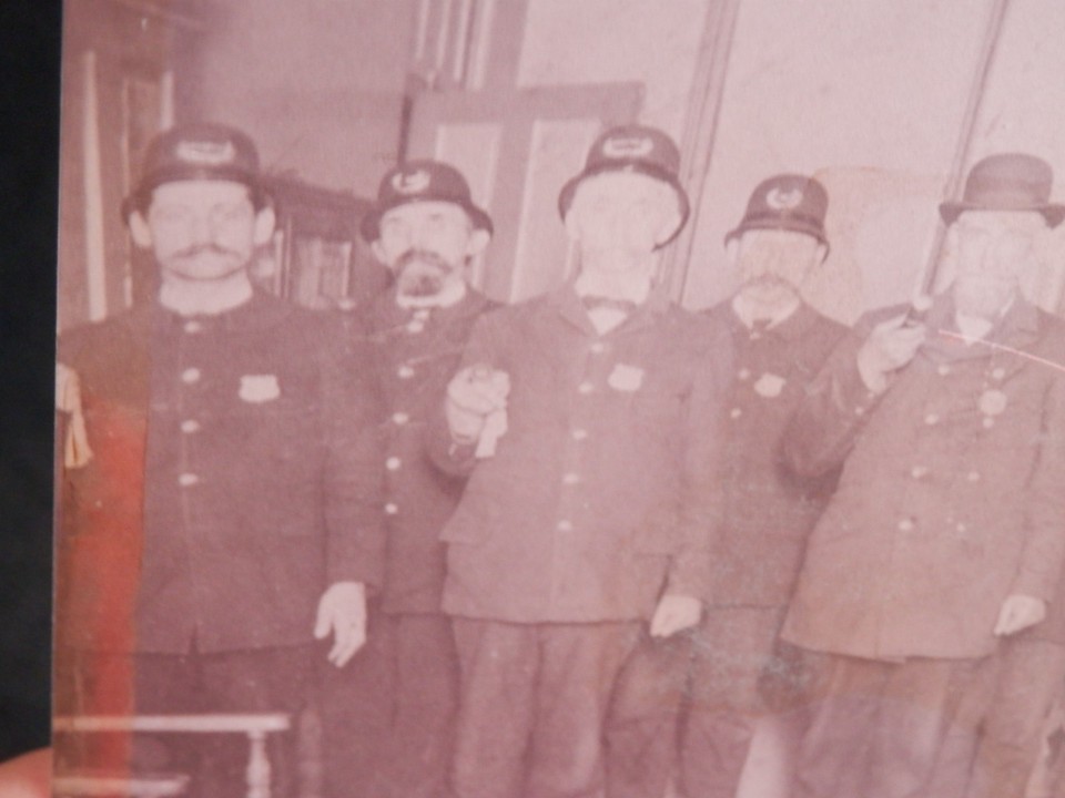 Vintage Police Officer Department Photo • Sepia Billy Clubs Big ...