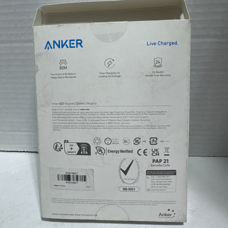 Anker 622 Magnetic Wireless Battery (MagGo) Snap Charge Chill - White ...