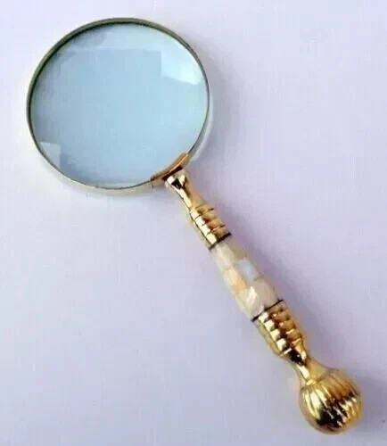 Brass Magnifying Glass Handheld Antique Magnifier Handle Vintage ...