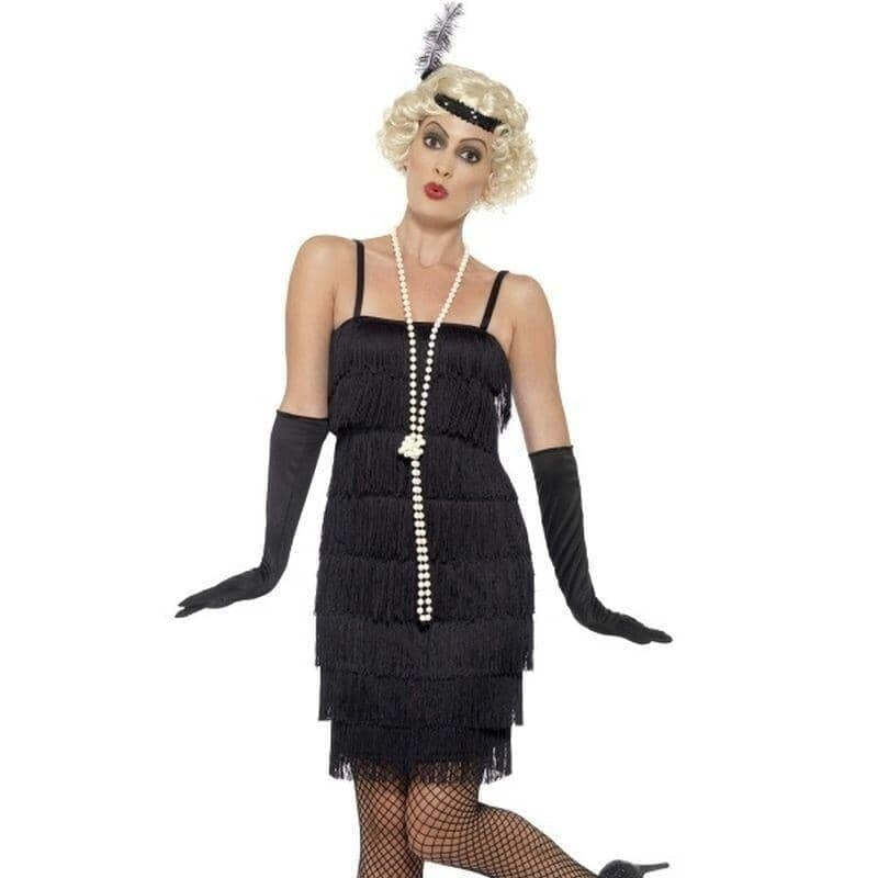1920s Flapper Costume Delighted Girl Adult Black Shor… - Gem