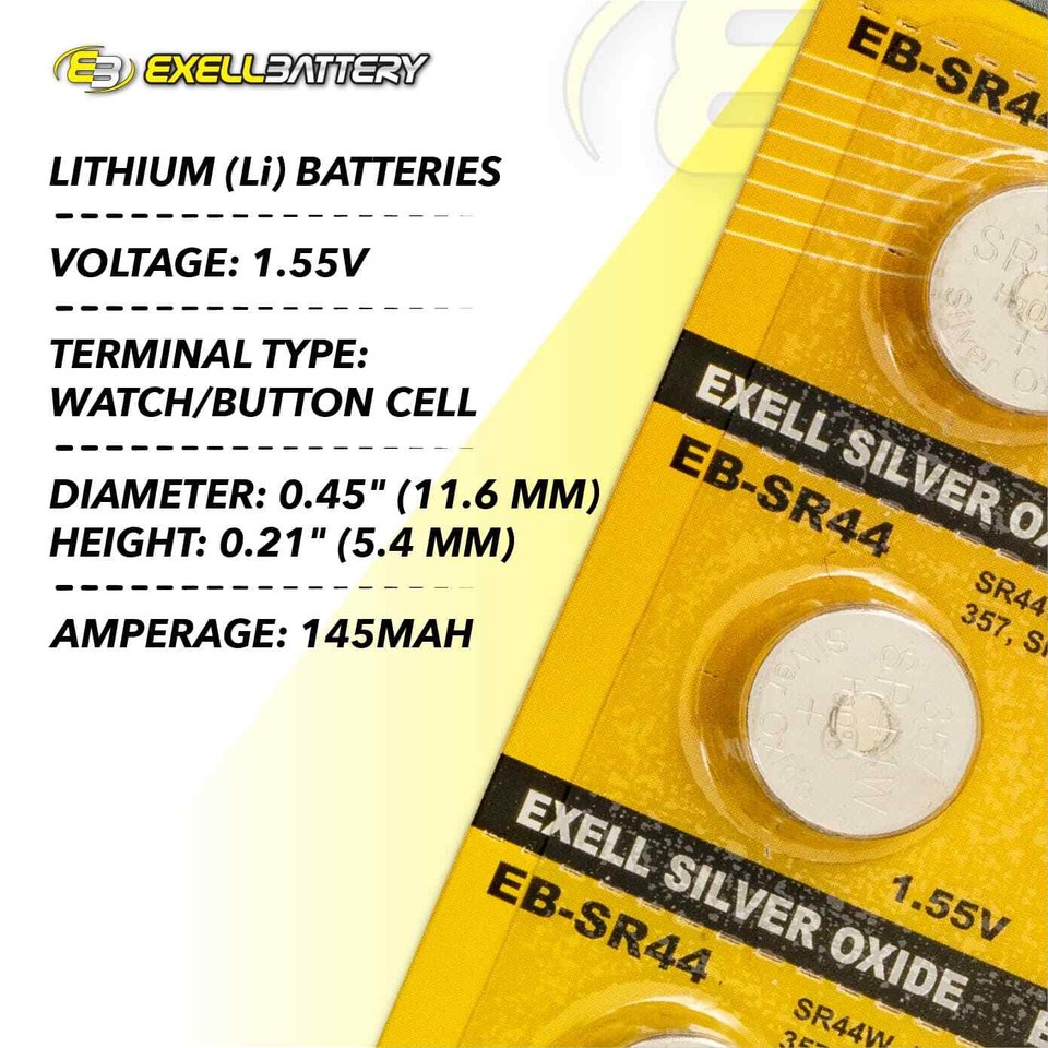 10pk SR44 Silver Oxide 1.55V Watch Battery Compatible With SR44W WS16 ...