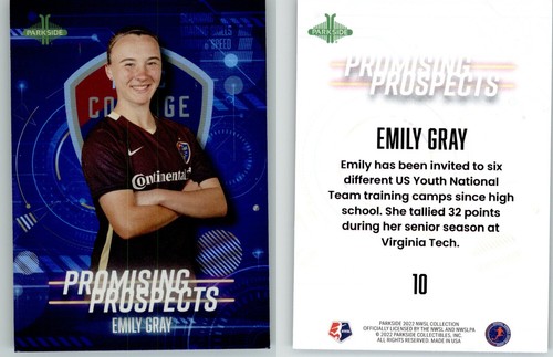 EMILY GRAY 2022 PARKSIDE NWSL PROMISING PROSPECTS BLUE #10 NC COURAGE ...