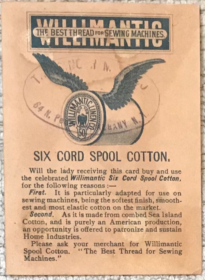 ANTIQUE VICTORIAN TRADE CARD WILLIMANTIC THREAD 1880'S VG ALBANY, NY | eBay