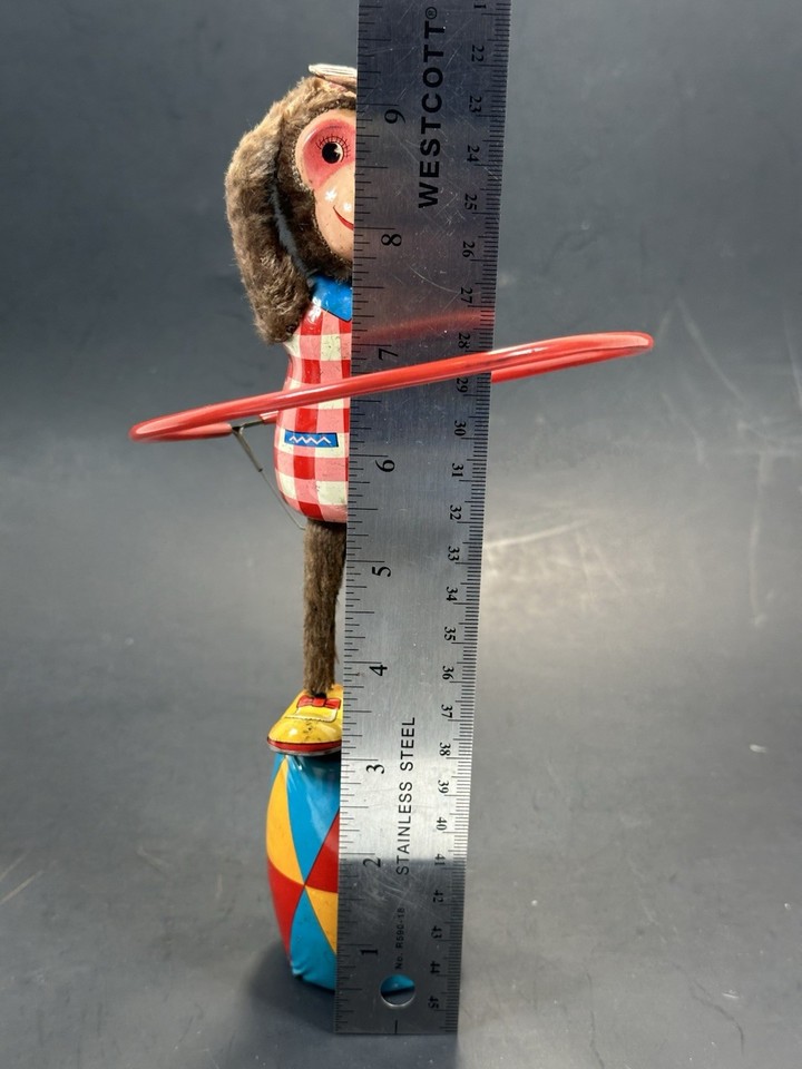 Vintage Plaything Mechanical Hula Hoop Wind Up Toy Monkey Japan Non ...
