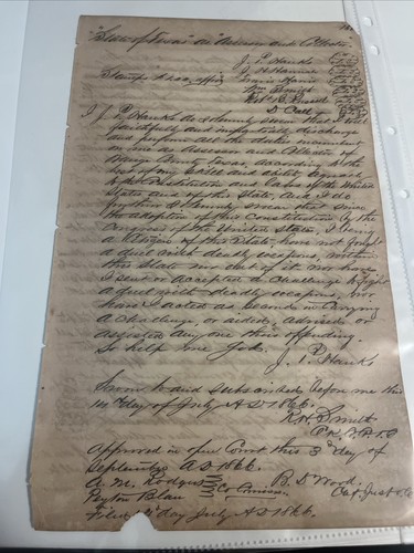 Original Signed 1866 Legal Document Assessor & Collector Orange County ...