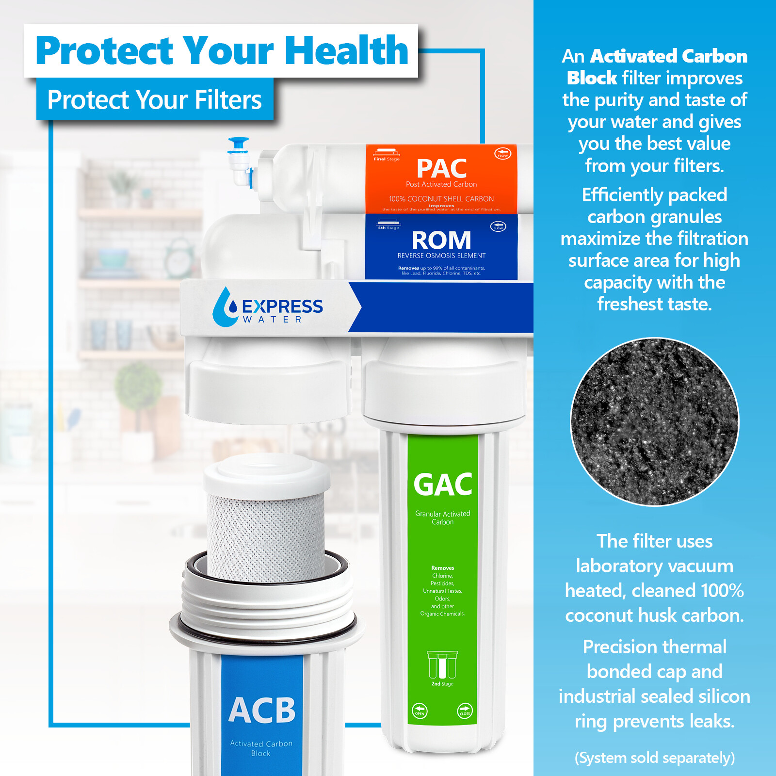 Express Water Activated Carbon Block ACB Water Filter Replacement - 5 ...
