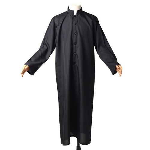 Black Robe Cloak With Belt Minister/priest Halloween Party Cosplay ...