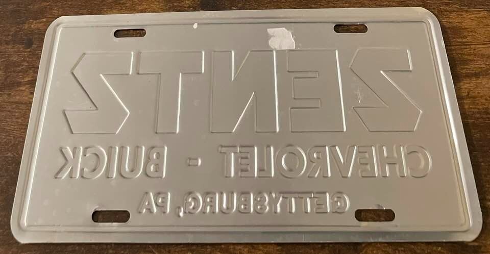 Zentz Chevrolet Buick Dealership Booster License Plate Gettysburg PA ...