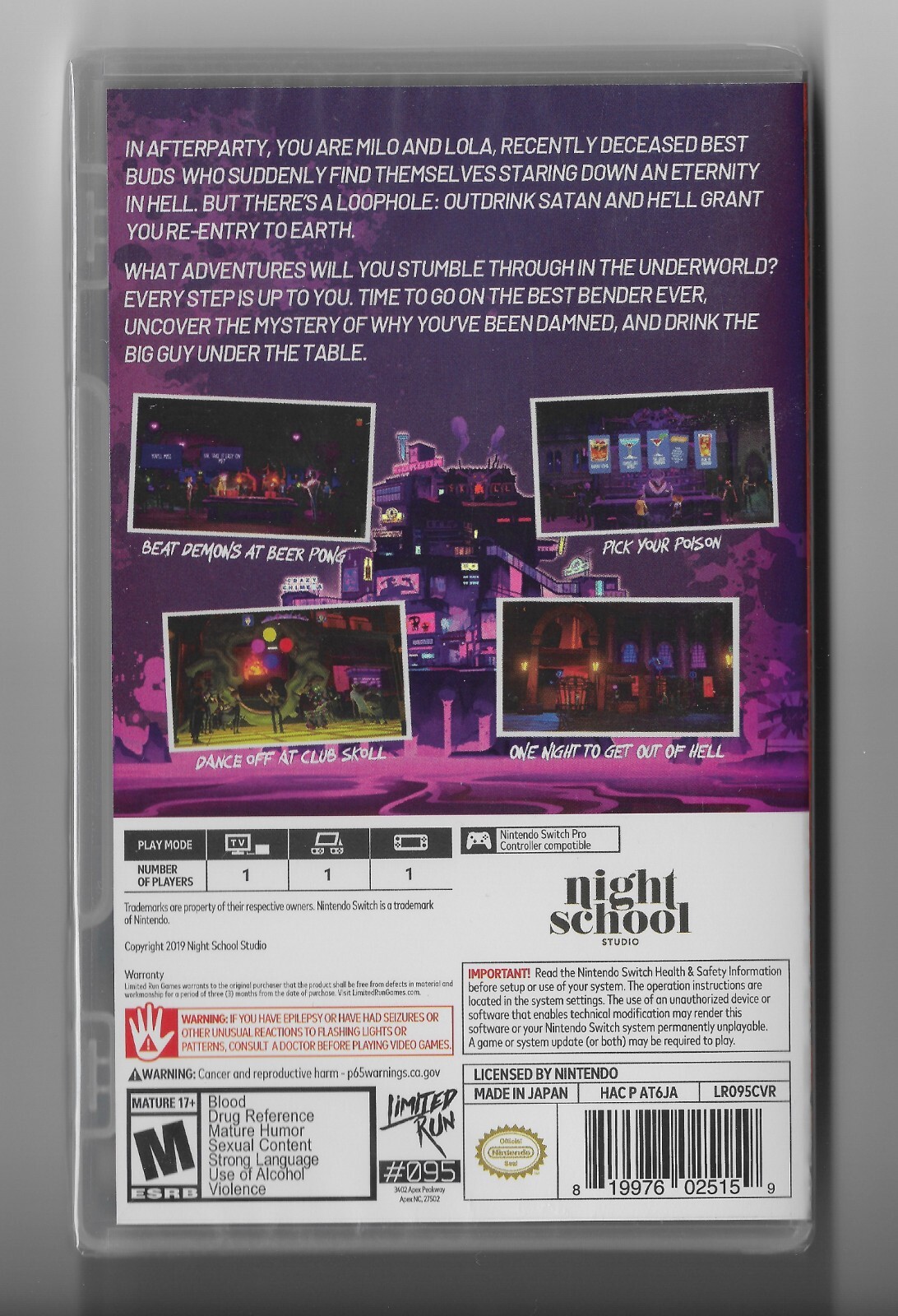 Brand New/Sealed Limited Run Games LRG Afterparty Nintendo Switch NSW ...