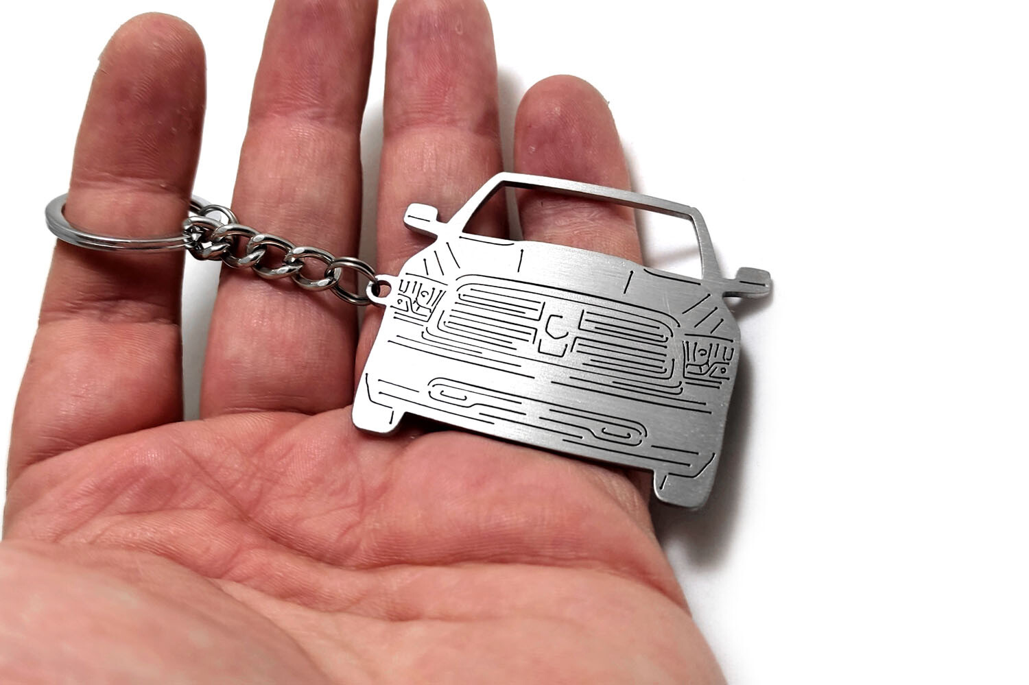 Stainless Steel Keychain Front View Car Laser Cut Key Ring fit Dodge ...