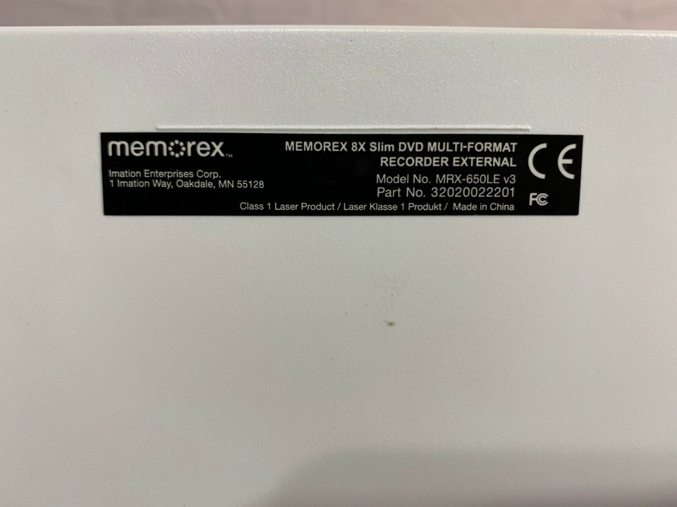 MEMOREX 8X SLIM DVD MULTI-FORMAT WHITE EXTERNAL MRX-650LE V3 RECORDER ...