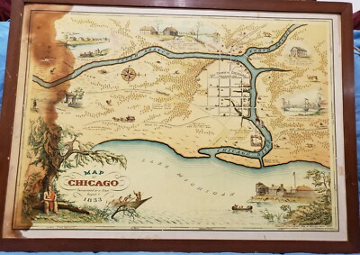 A Map of Chicago incorp as a town Aug 5 1833 Vintage History Wall print ...