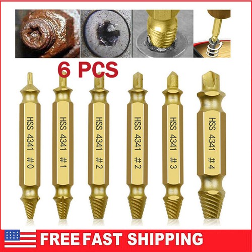 Damaged Bolt Remover Screw Extractor 6PCS Set Quick Out Drill Bits Tool ...