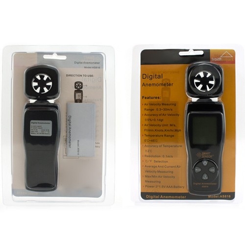 AS816 Anemograph Air Flow Meter Anemometer Handheld Digital Wind Speed ...