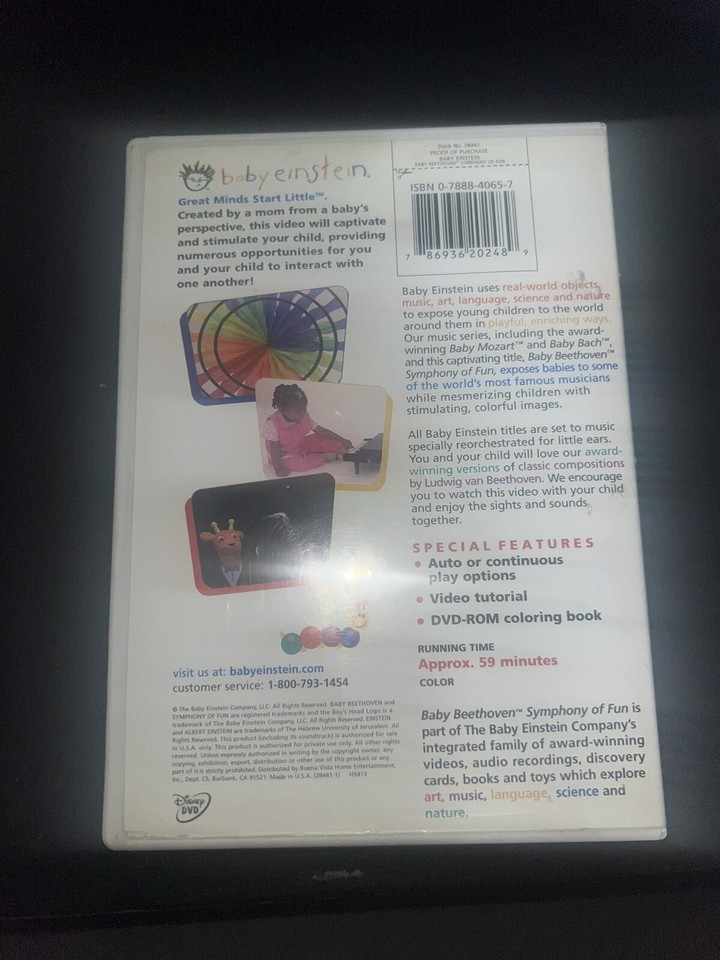 Disney Baby Einstein: Baby Beethoven DVD, Symphony Of Fun 2002 Ages 0-3 ...