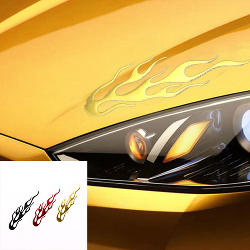 20*4CM Car Motorcycle 3d Flame Fire Reflective Sticker Reflective Vinyl ...