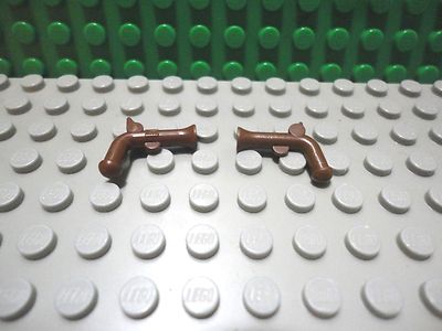 Lego mini figure 2 Brown flintlock pistol gun town city weapon | eBay
