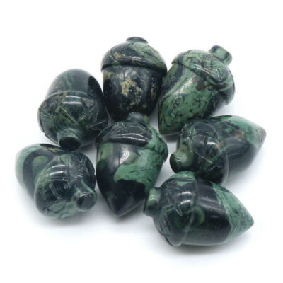 20PCS Natural Birds-eye Limestone Stone Hand Carved Pine Nuts Crystal ...