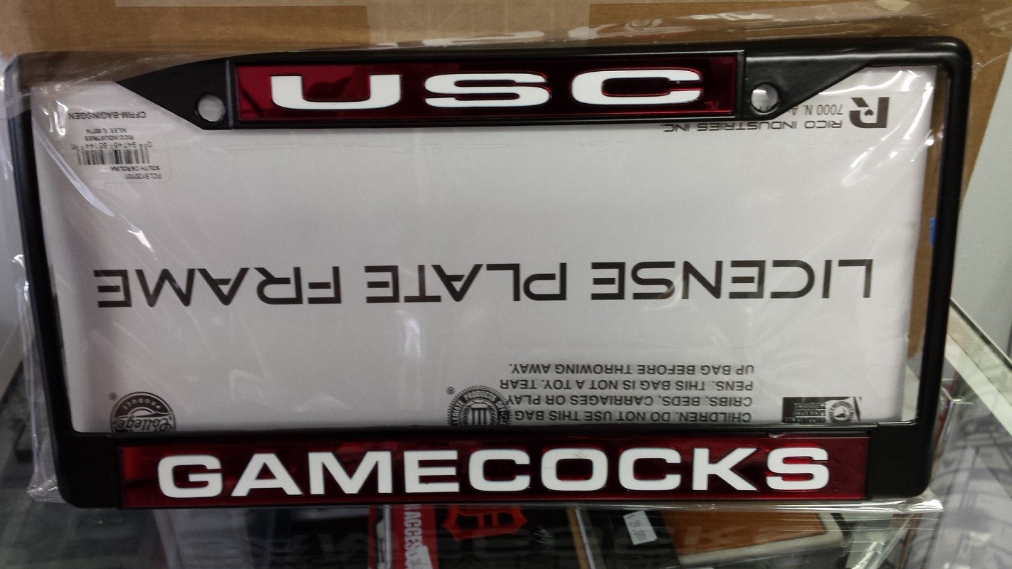NCAA South Carolina Gamecocks Black Laser Cut Chrome License Plate ...