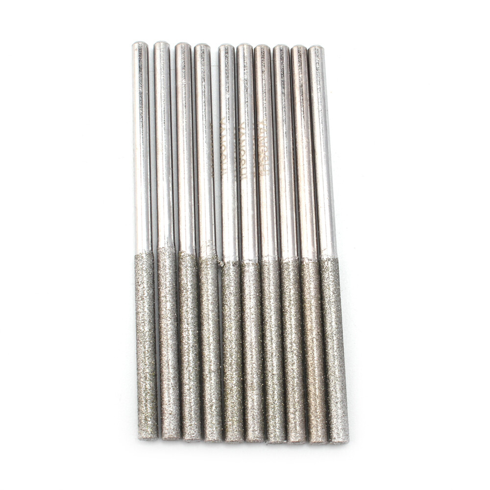 10Pcs 3mm Shank Cylinder Diamond Coated Grinding Rods Metal Stone ...