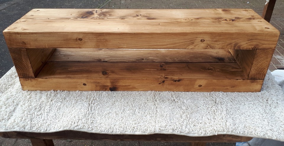 TV stand Chunky Rustic Side Table Wooden Sleeper 90cm cabinet lcd ...