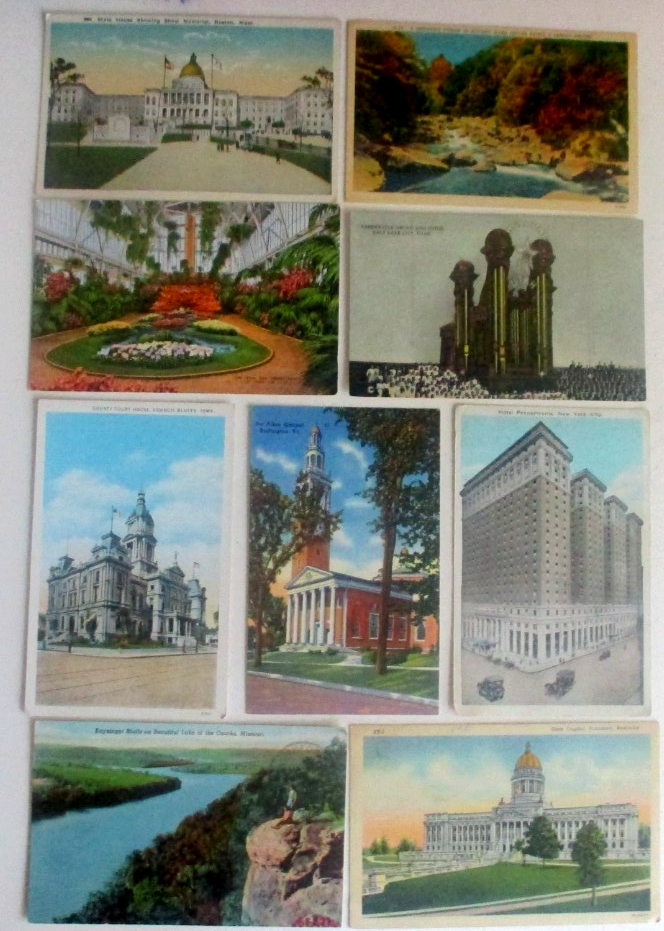 Lot of 500 Antique Mix of postcards Cities landmarks, transportations ...