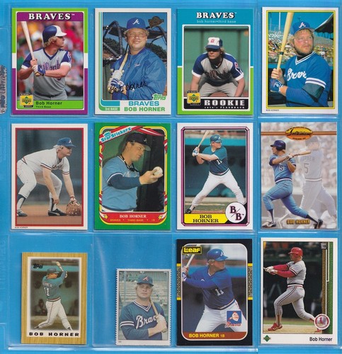 Bob Horner Oddball Lot (12 cards) Topps Glossy Fleer+, Atlanta Braves ...