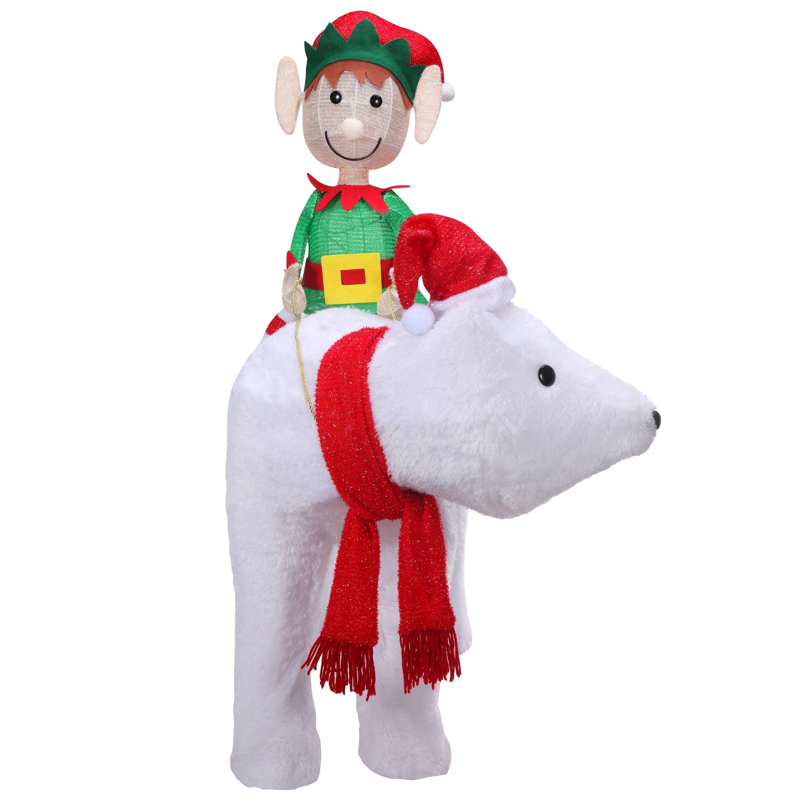 Elf Riding Polar Bear Duo Outdoor Lighted Christmas Yard Decor | eBay