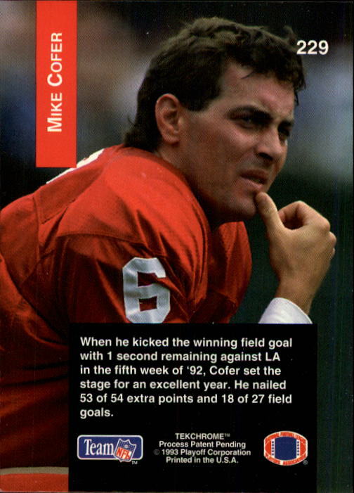 1993 Playoff Football Card #229 Mike Cofer | eBay