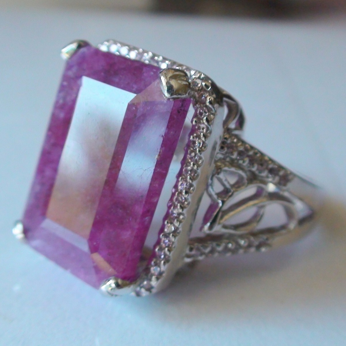 Red Beryl Engagement Ring