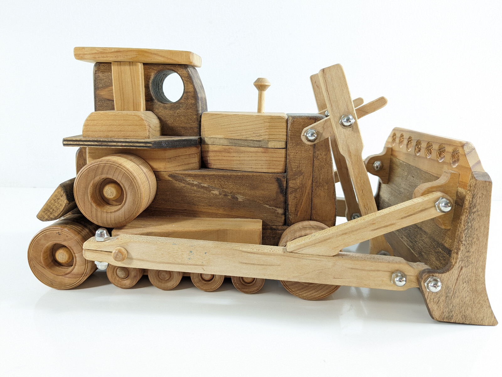 13" x 7" Large Handmade Wooden Toy Bulldozer with Moving Parts | eBay