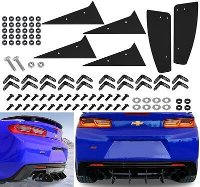 Black Aluminum Rear Diffuser Set Fits Chevy 6th Gen Camaro SS and ZL1 ...