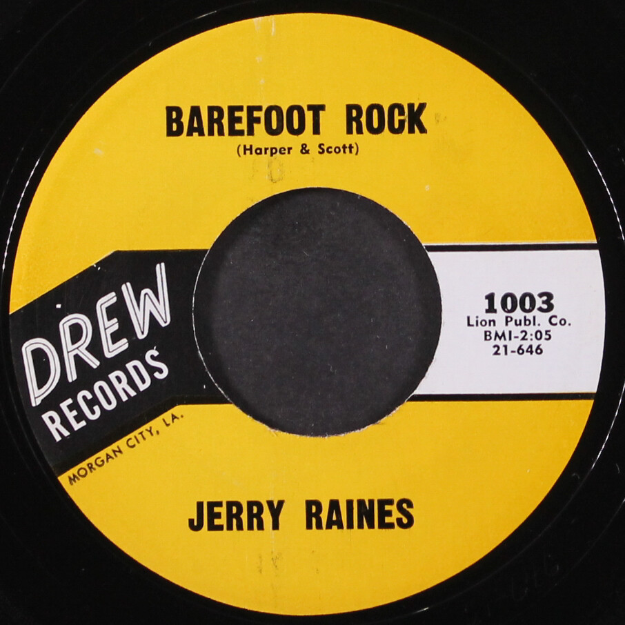 JERRY RAINES: barefoot rock / do we have the right DREW 7" Single 45 ...