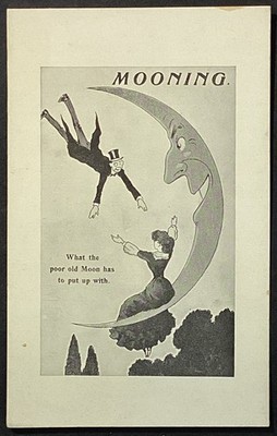 Mooning Romantic Couple What the Moon Has to Put Up With VTG Postcard ...
