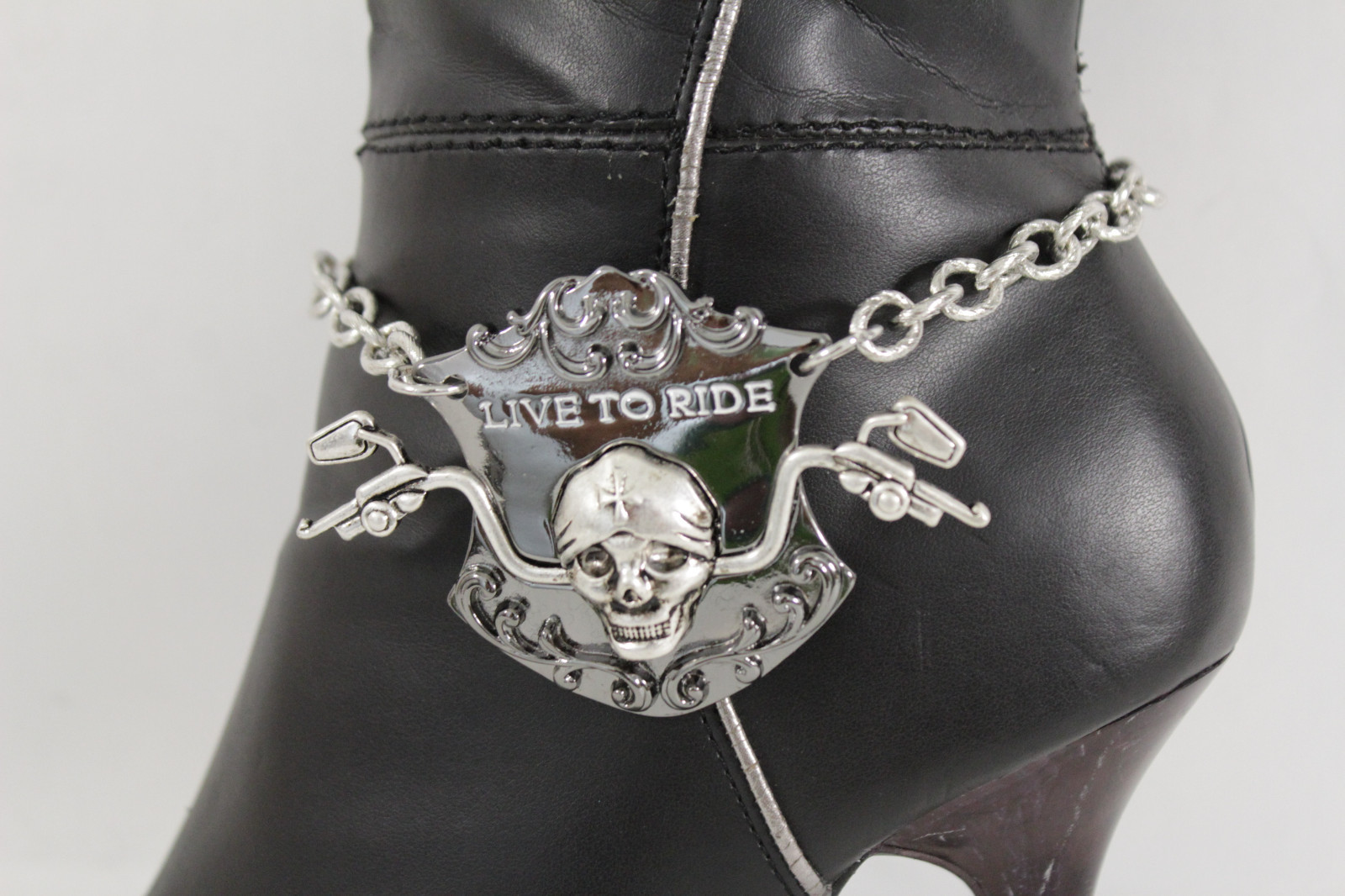 Women Boot Bracelet Silver Metal Chain Anklet Shoe Charm Live Ride ...