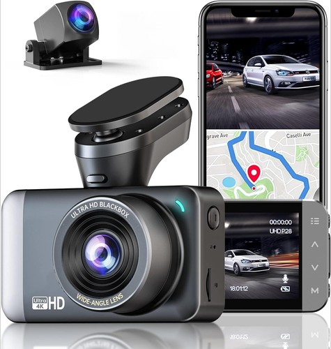D530 4K Dual Dash Camera Front&Rear WIFI&GPS 170° Wide Angle Dashboard ...