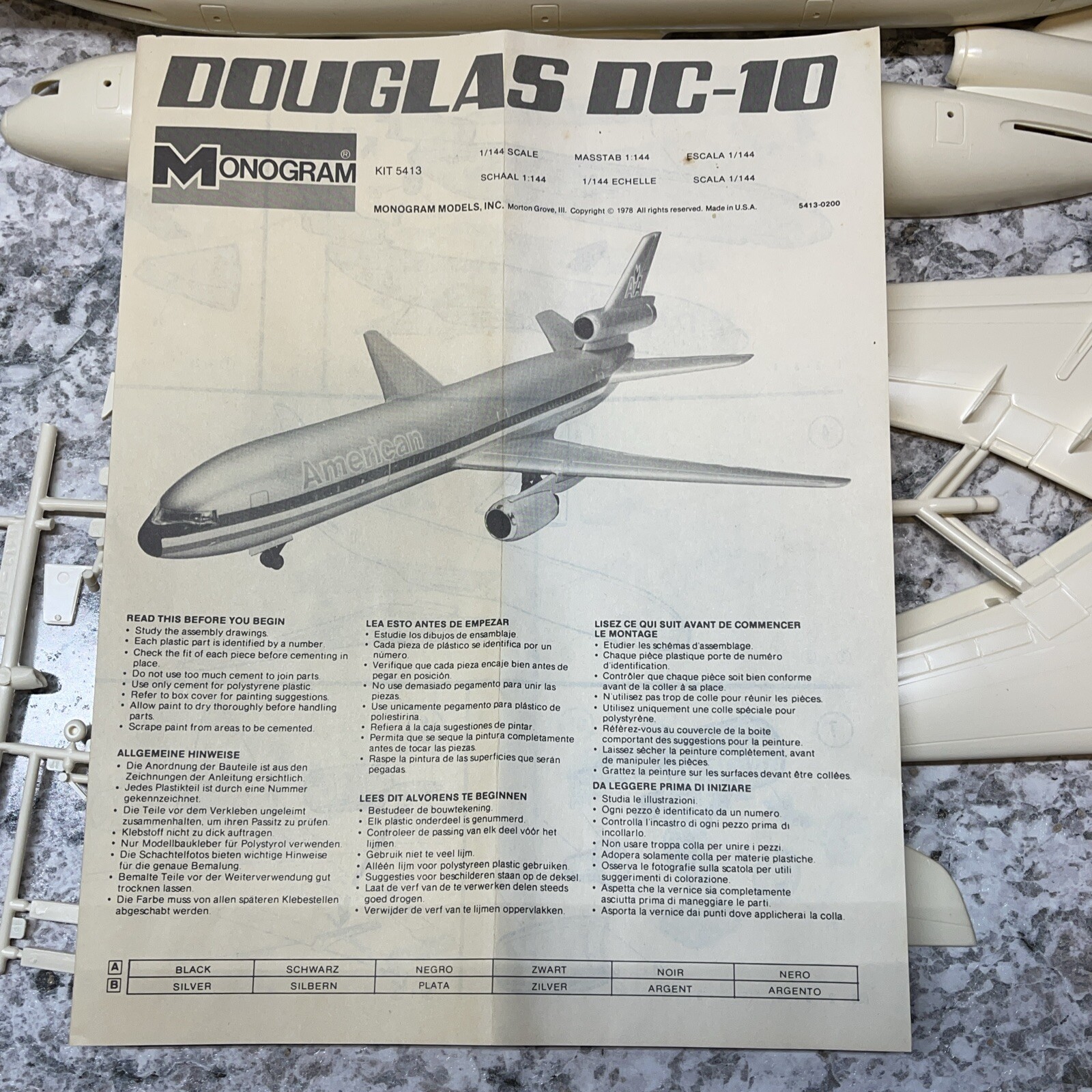 1978 Monogram Douglas Dc-10 Airplane Model Kit #5413 for sale online | eBay