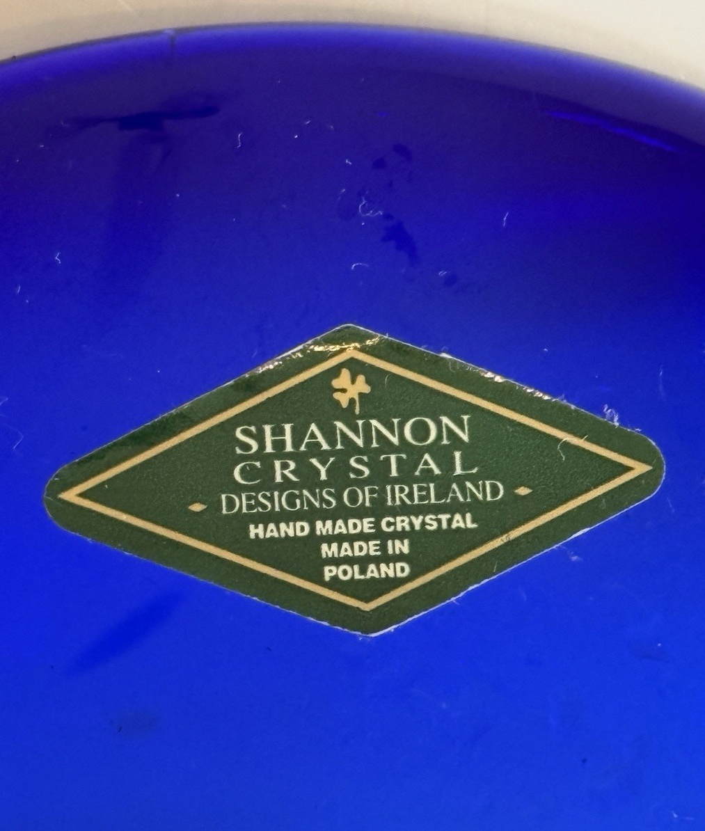 Vintage Shannon Crystal Ireland Design Handmade Cobalt Blue Ruffled ...