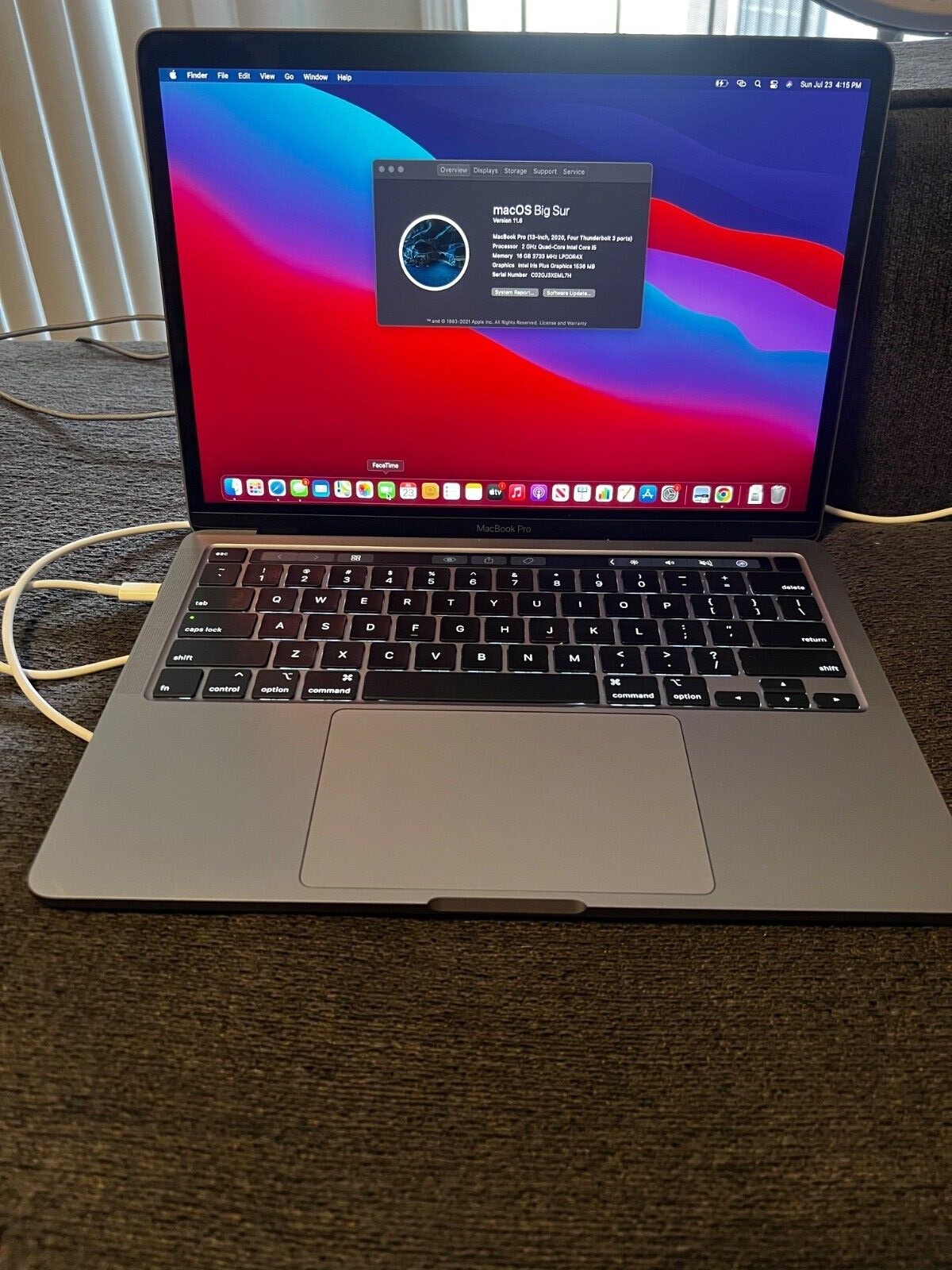 Apple MacBook Pro 13in (512GB,Intel Core i5 10th Gen., 2.3 GHz, 16GB ...